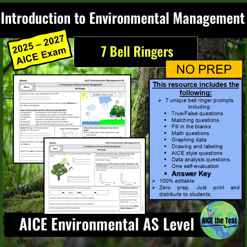 AICE Environmental Management Bellringers Unit#1 Introduction to ...