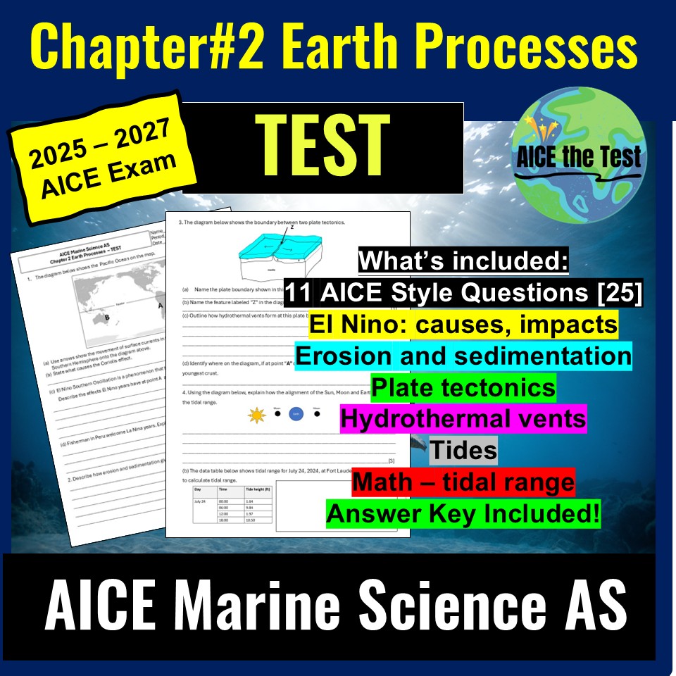 AICE Marine Science AS Chapter 2 Earth processes TEST - AICE The Test