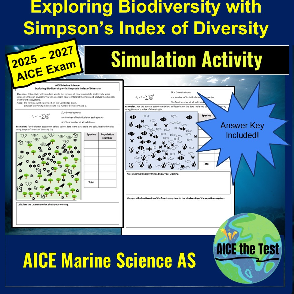 Exploring Biodiversity with Simpson's Index of Diversity AICE Marine ...