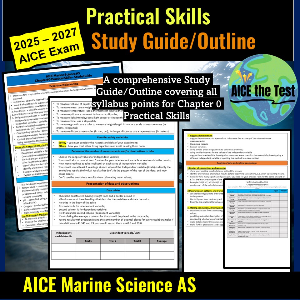 AICE Marine Science AS Practical Skills- Study Guide - AICE The Test