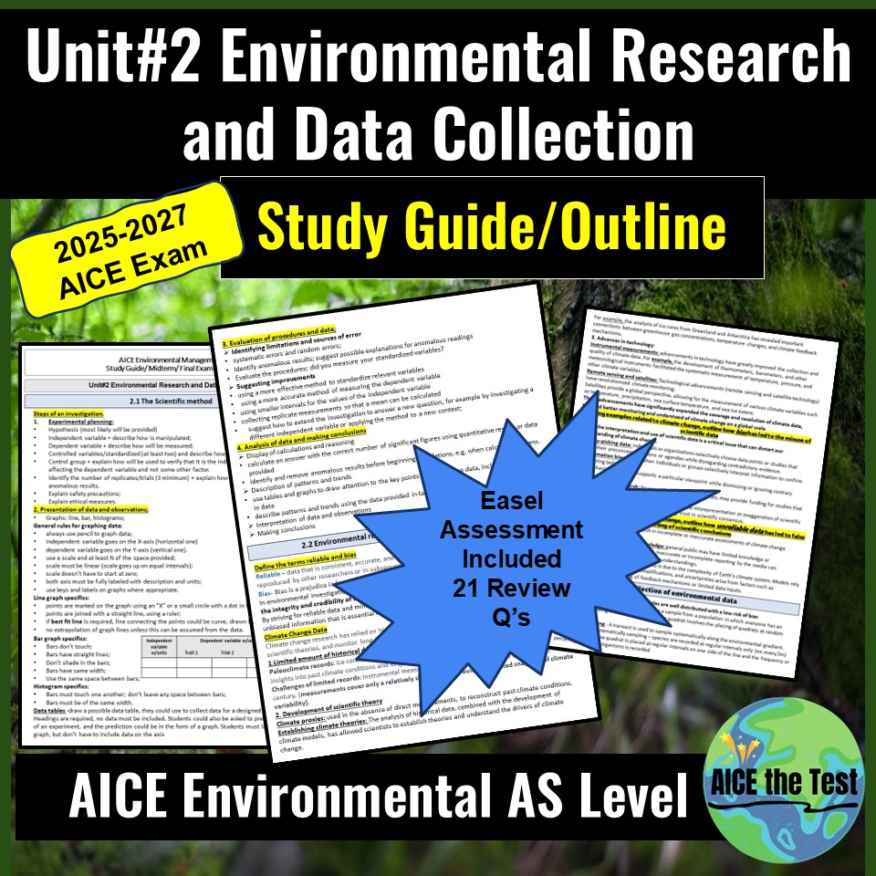 AICE Environmental - Study Guide/Outline Unit 2: Environmental Research ...