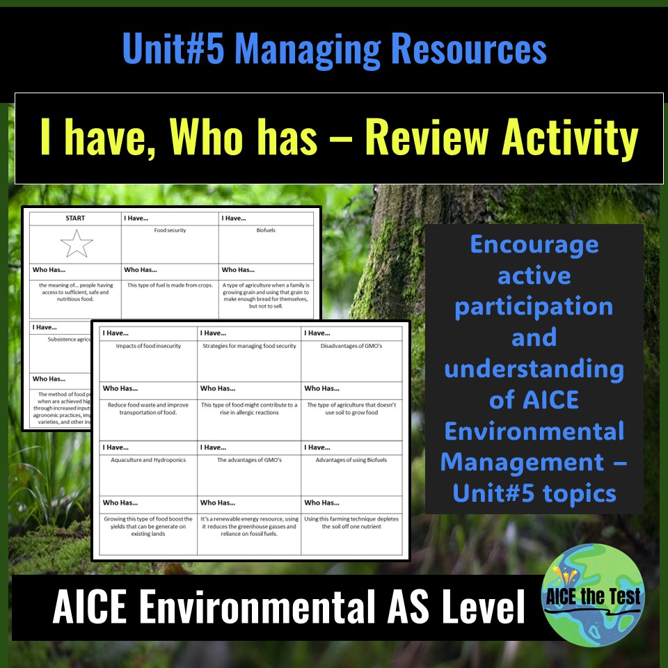 Unit#5 Managing Resources AICE Environmental I have, who has...game ...