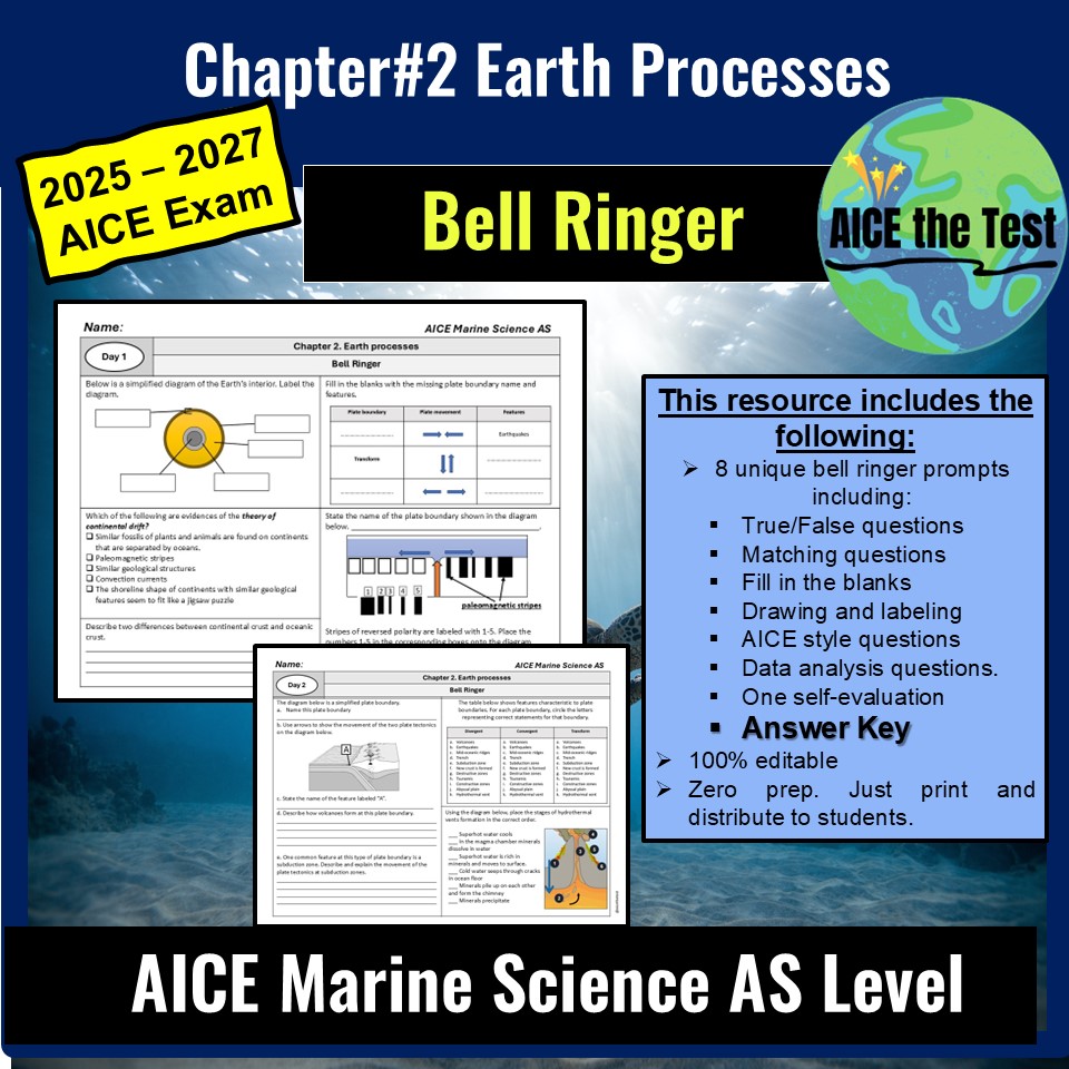 AICE Marine Science Bell Ringers Chapter2 Earth Processes - AICE The Test