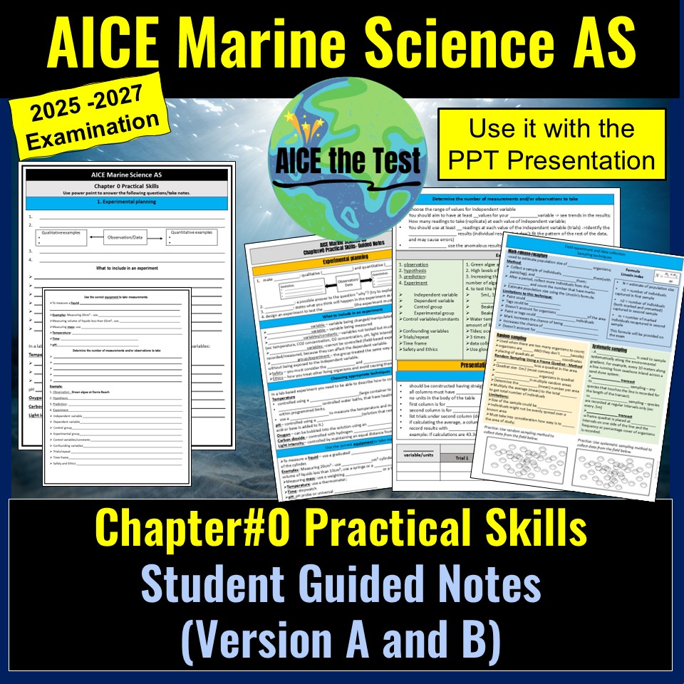 AICE Marine Science AS - Practical Skills Guided Notes - AICE The Test