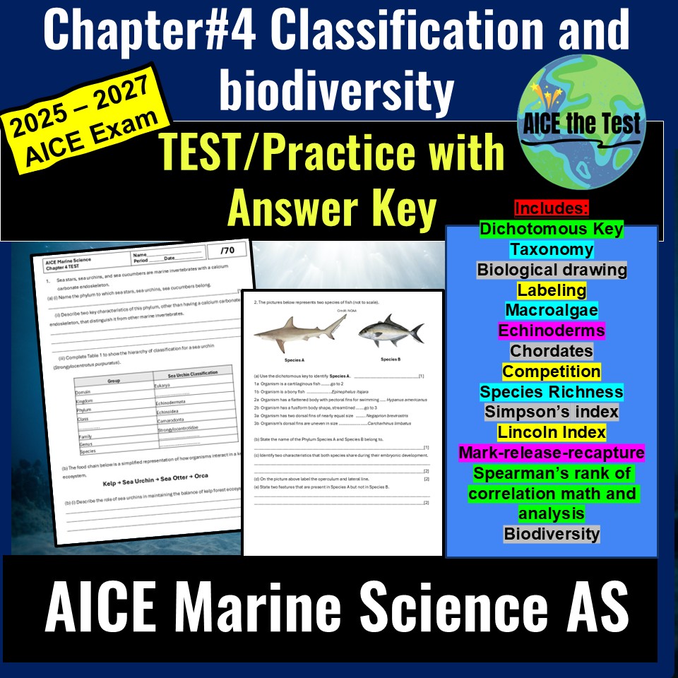 AICE Marine Science - Chapter 4 Classification and Biodiversity TEST ...