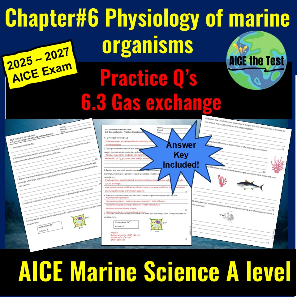 AICE Marine Science A level - 6.3 Gas exchange Practice Questions ...