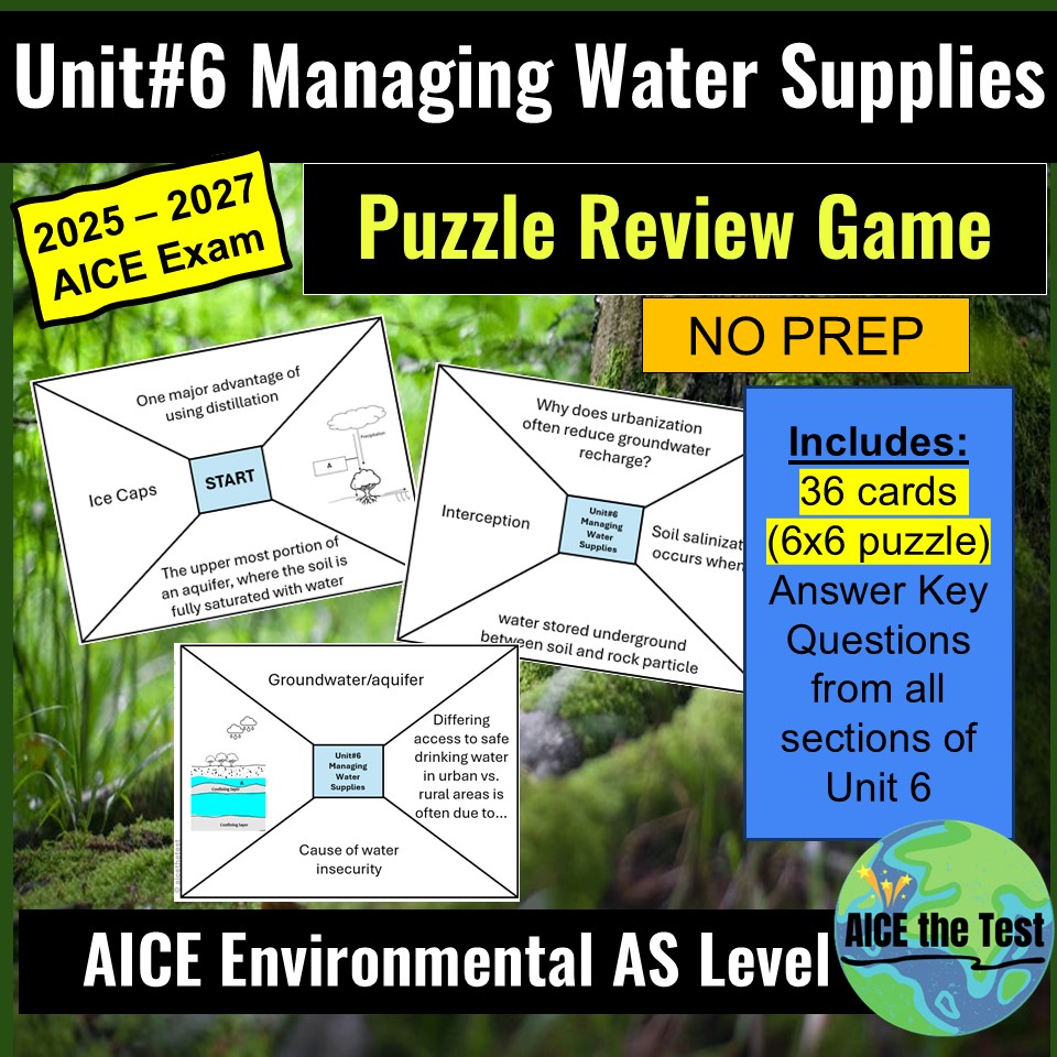 AICE Environmental Unit 6 Managing Water Supplies Puzzle Game - AICE ...
