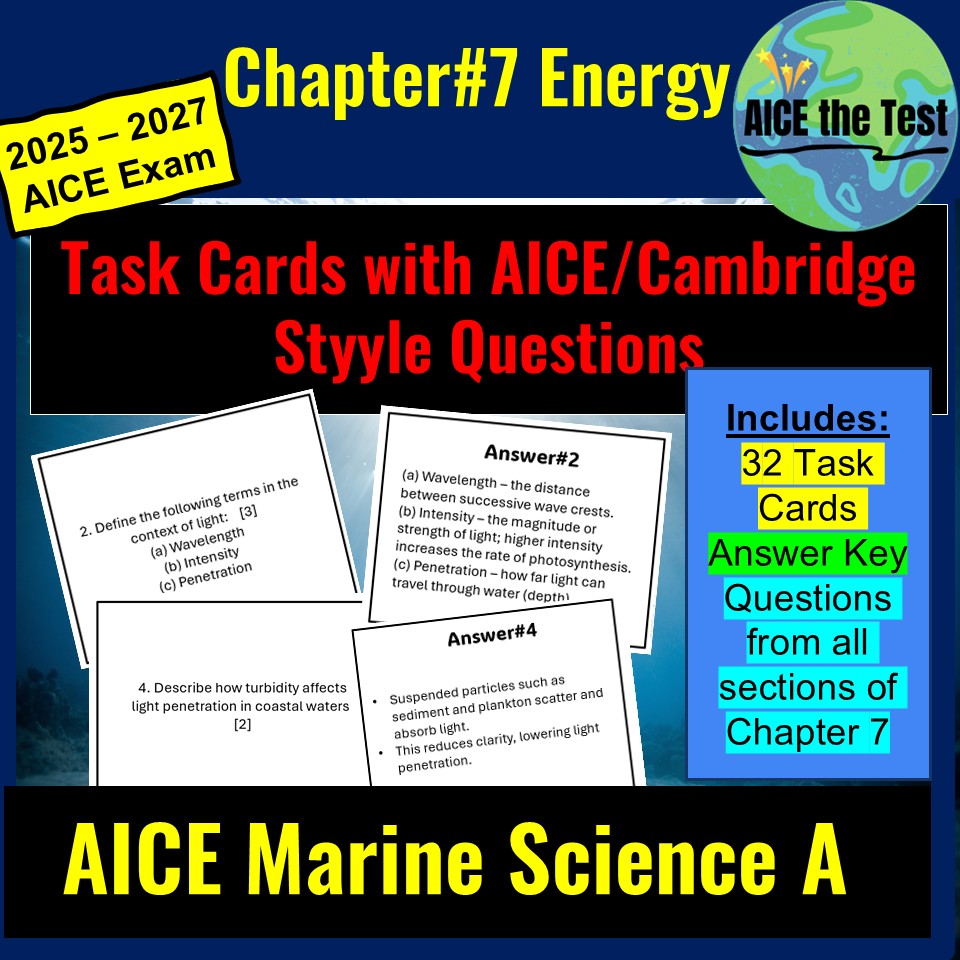 AICE Marine Science Chapter 7 Task Cards – Photosynthesis ...