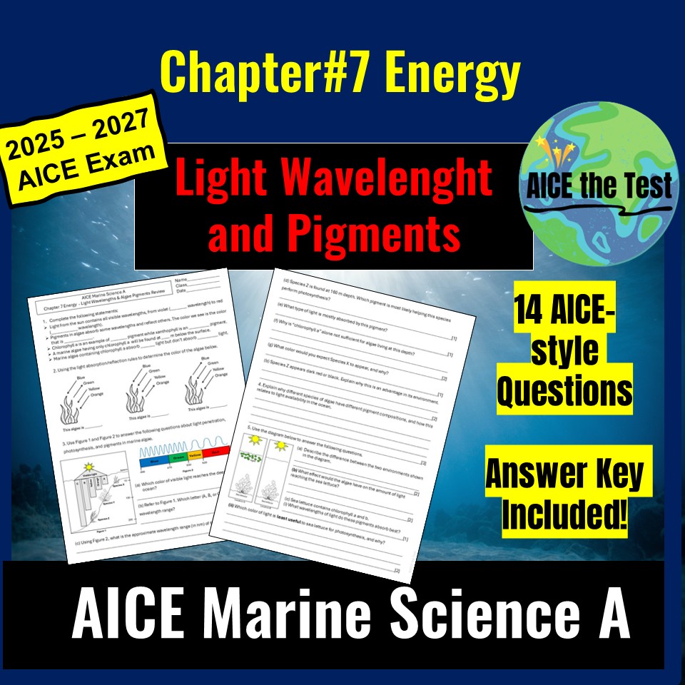 AICE Marine Science A level - Chapter 7 Light wavelength and pigments ...