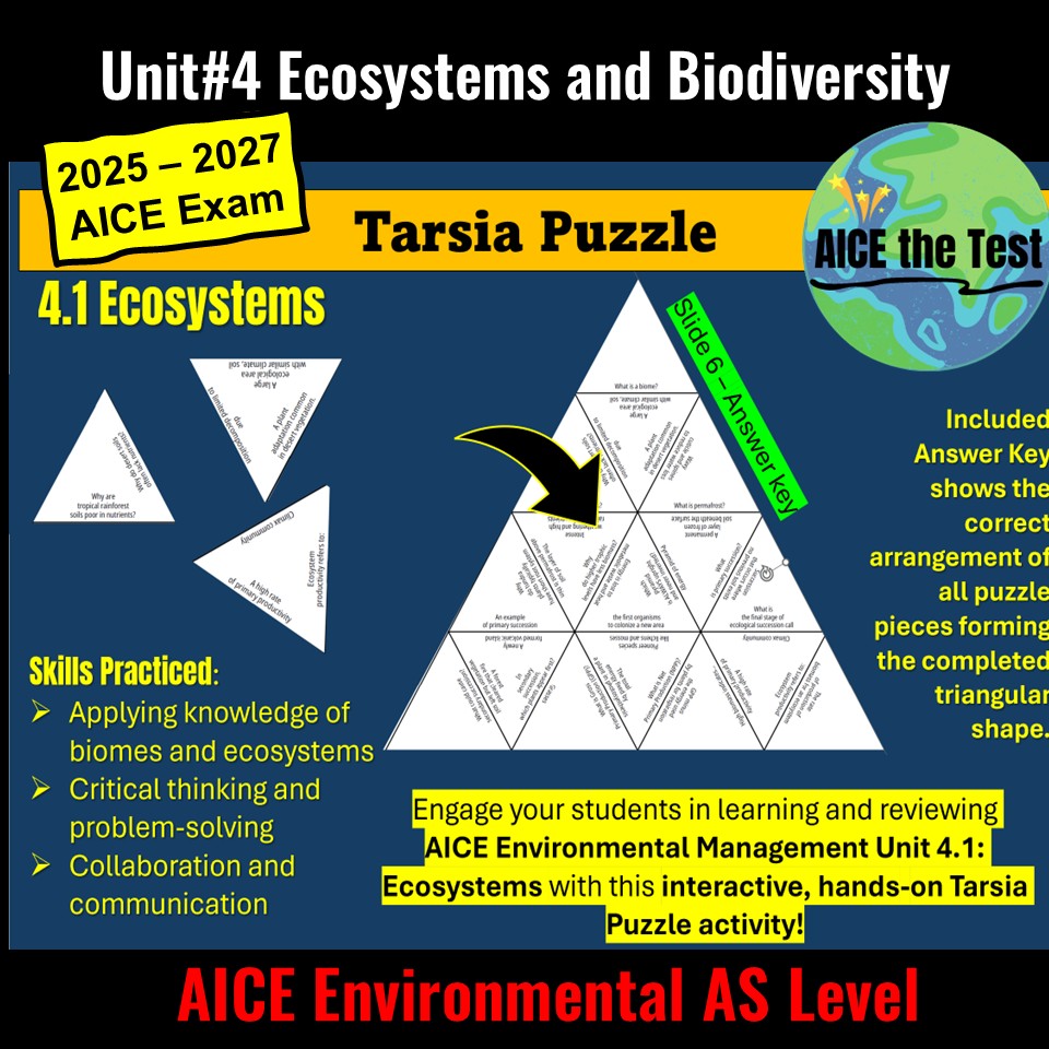 AICE Environmental Management Tarsia Puzzle – Unit 4.1: Ecosystems ...
