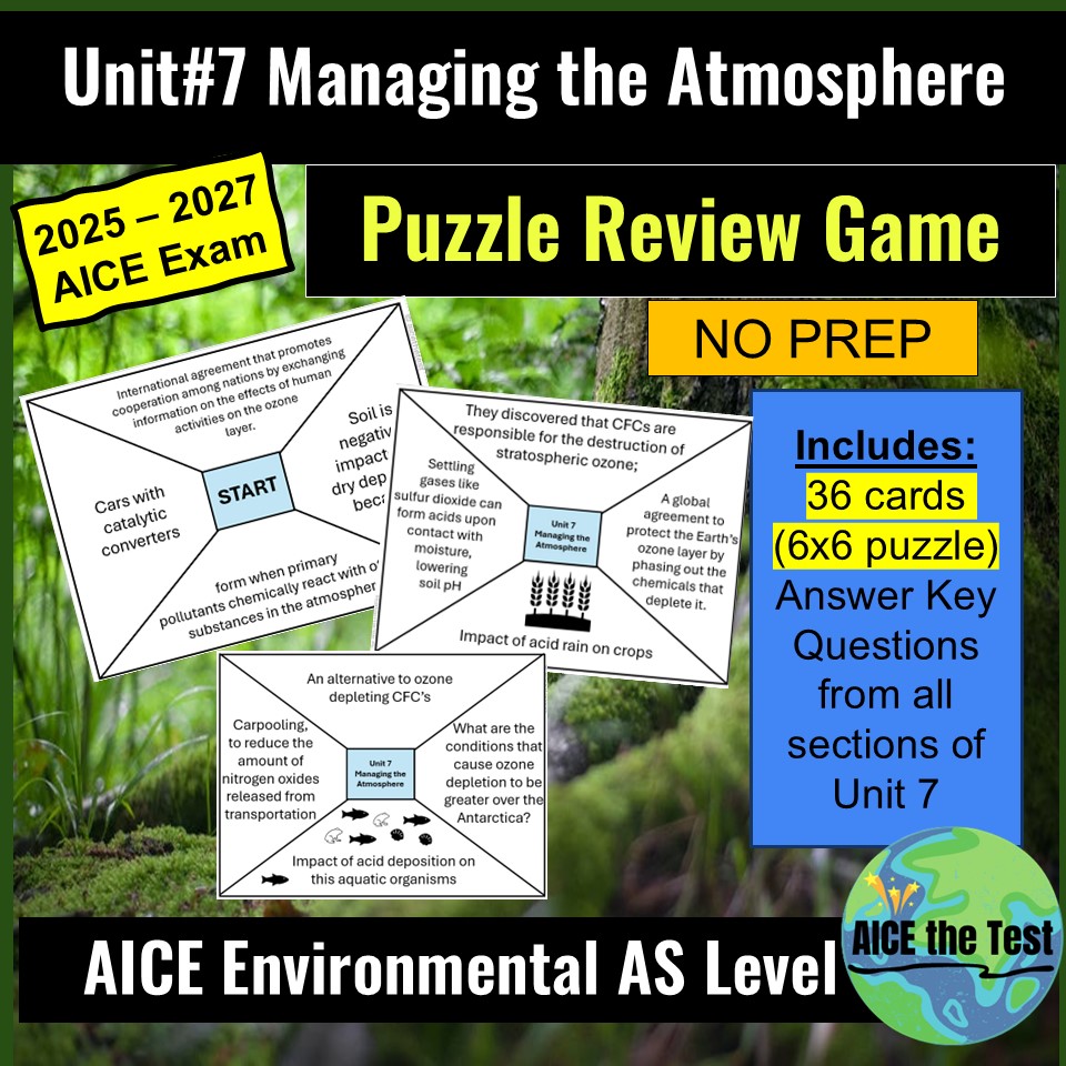 AICE Cambridge Environmental Unit 7 Managing the Atmosphere Puzzle Game ...